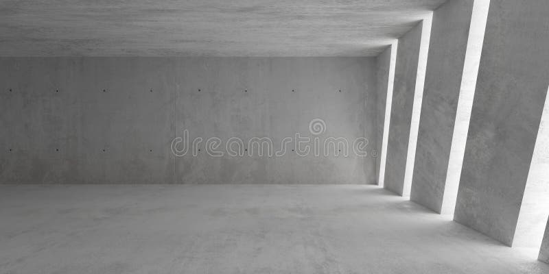Abstract Empty, Modern Concrete Room with Diagonal Light Stripes ...