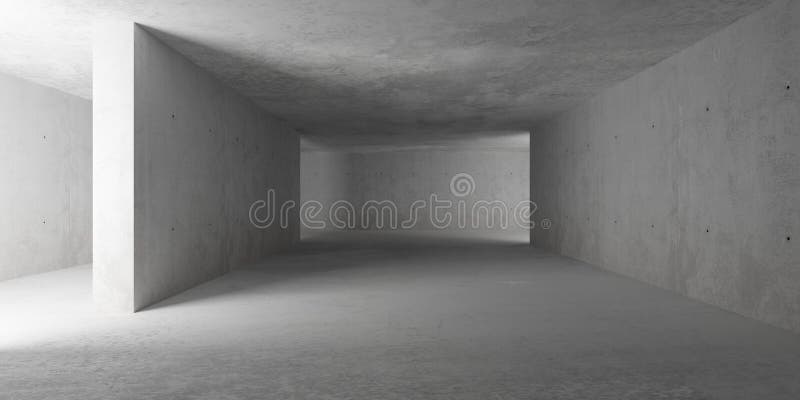 Abstract Empty, Modern Concrete Room with Divider Wall on the Left Side ...