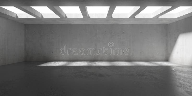 Abstract Empty, Modern Concrete Room with Grid Shadow from Ceiling ...