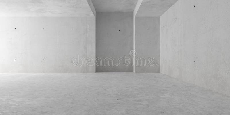 Abstract Empty, Modern Concrete Room with Indirect Lighting from Left ...