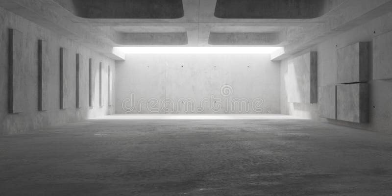 Abstract Empty, Modern Concrete Room with Light Shining in at the Back ...