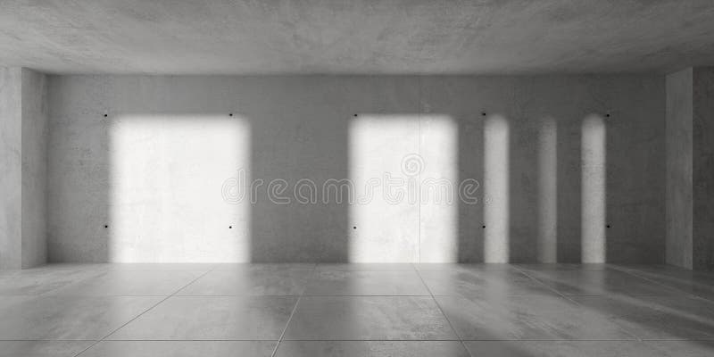 Abstract Empty, Modern Concrete Room with Light Shining in Thru ...