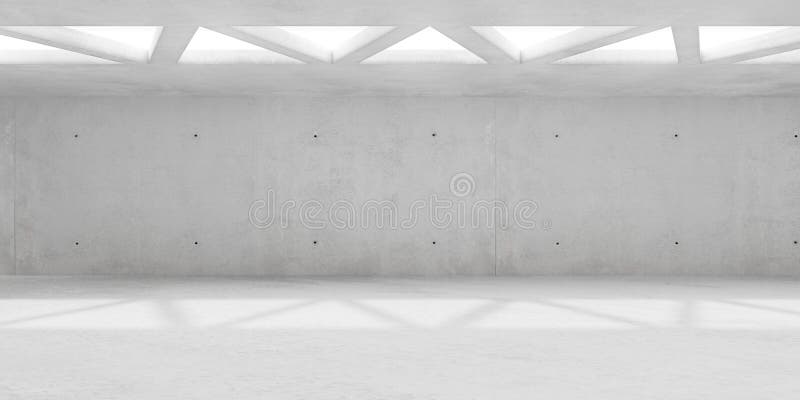 Abstract Empty, Modern Concrete Room with a Row of Triangle Openings in ...