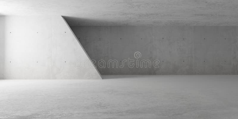 Abstract Empty, Modern Concrete Room with Sloped Double Back Wall ...