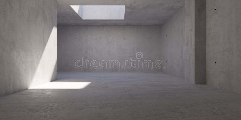 Abstract Empty, Modern Concrete Room with Square Light Shaft Ceiling ...