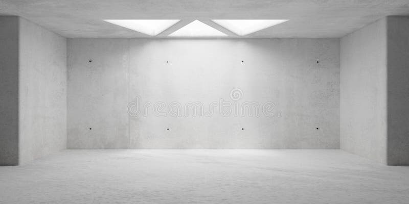 Abstract Empty, Modern Concrete Room with Triangle Openings in a Niche ...