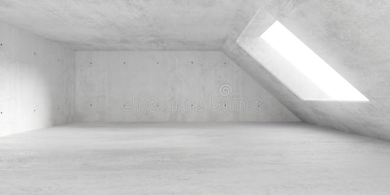 Abstract Empty, Modern Concrete Room with Wide Diagonal Window Opening ...