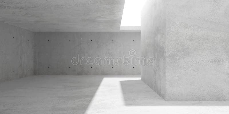 Abstract Empty, Modern Concrete Walls Room with Ceiling Light and ...