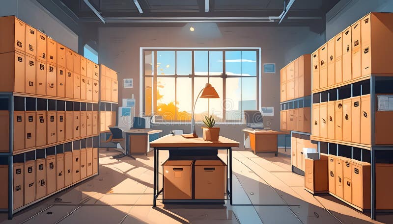 Empty Office Space, Open Post Boxes Storage on Generative AI Stock ...