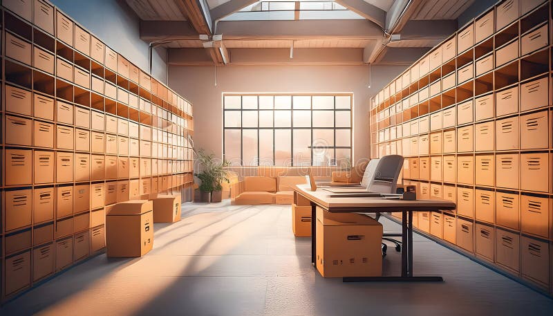 Empty Office Space, Open Post Boxes Storage on Generative AI Stock ...