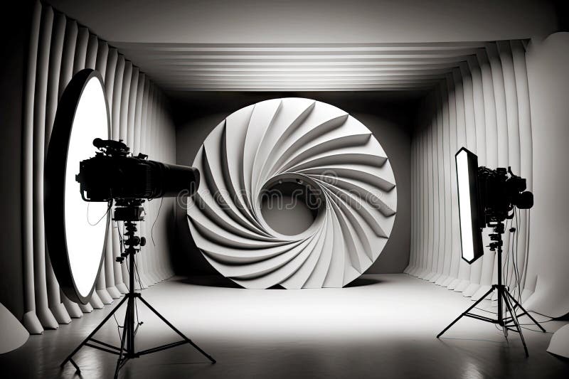 Abstract Empty Photo Studio with Professional Equipment Background 3d ...