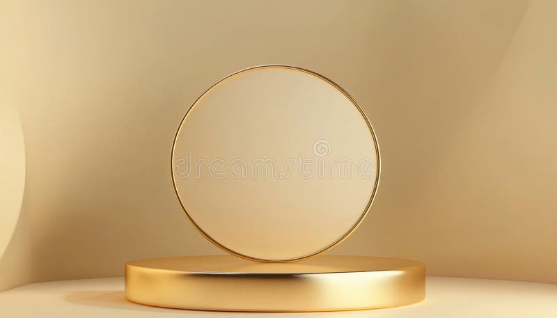 Abstract Empty Podium on Gold Base with Circular Studio for Cosmetics ...