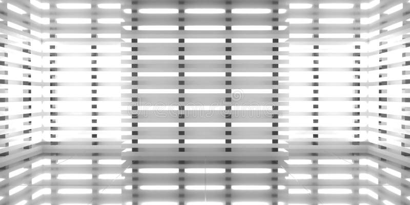 Empty Bright Office Room with White Walls and Square Lights. 3d Render ...