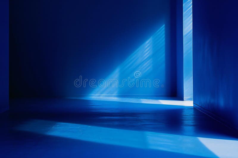 Abstract Empty Room with Blue Light in the Dark Stock Illustration ...