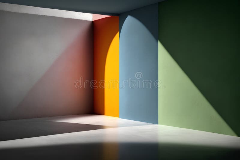 Abstract Empty Room with Colorful Wall and Floor, 3d Render. Stock ...