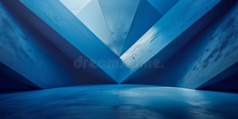 Abstract Empty Room with Concrete Walls and Blue Ceiling Stock Image ...