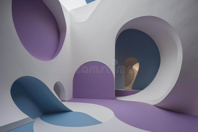 Abstract Empty Room Interior with Geometric Shapes. Ai Generated Stock ...