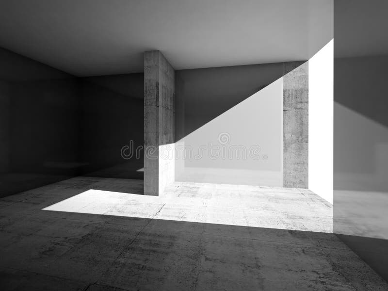 Abstract Empty Room Interior with Gray Walls Stock Illustration ...