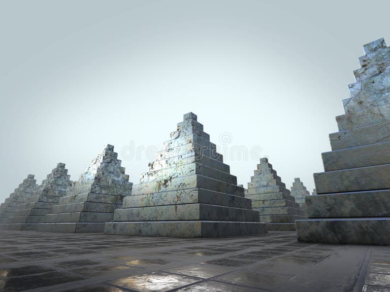 Abstract Empty Space Whit Pyramids Steel, Stock Illustration ...