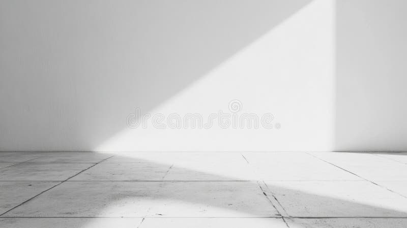 Abstract Empty White Room with Shadow on the Wall Stock Illustration ...