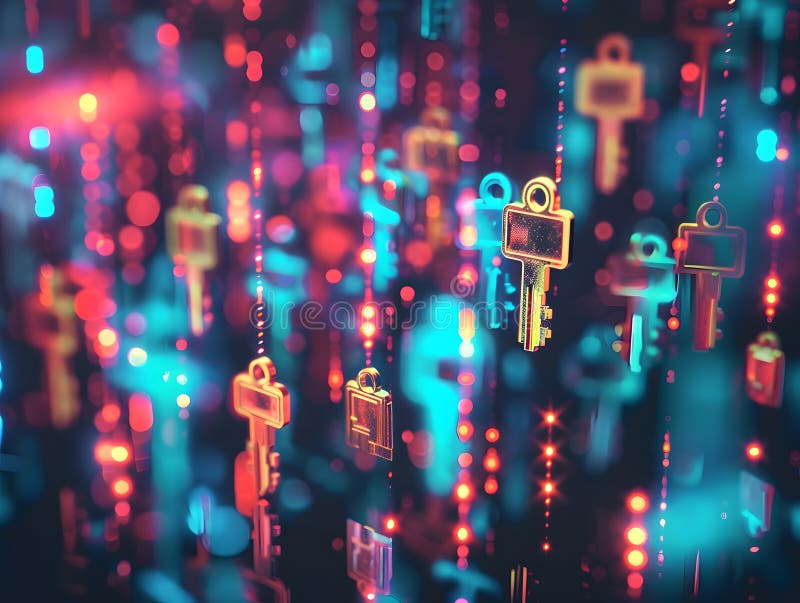 Abstract Encryption Key Dance - Digital Security Concept Background Art ...
