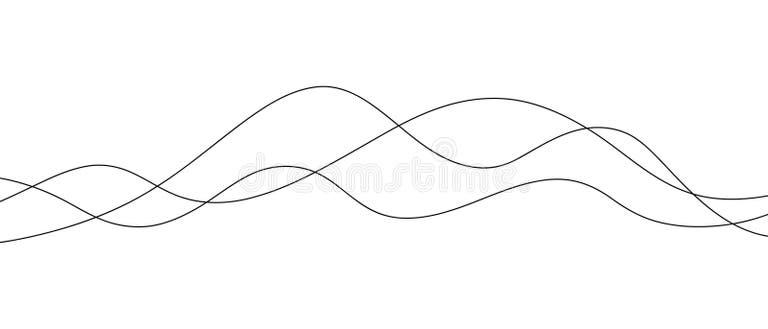 Abstract Endless Continuous Wavy Lines with a Curve on a White ...