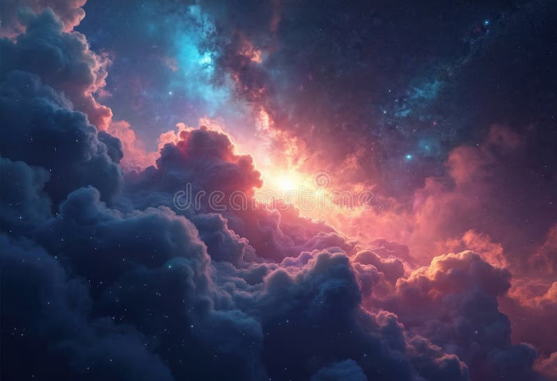 Abstract Endless Nebula in Outer Space Galaxy Background. Cosmic ...