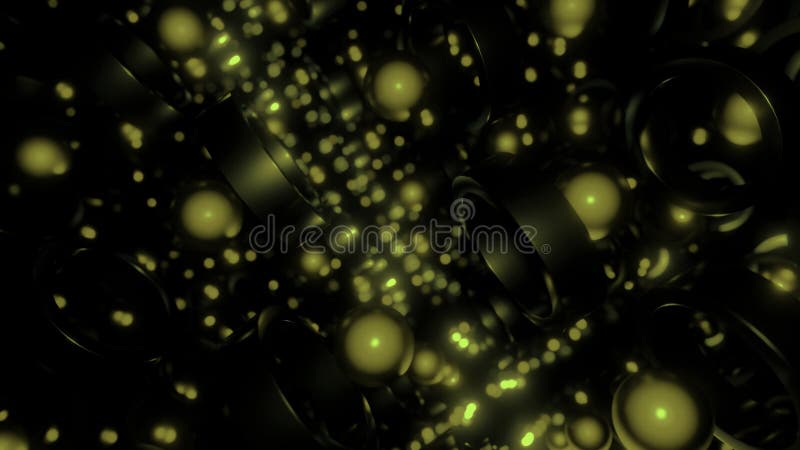 Abstract Endless Reality with 3D Spheres Flying through Rings on a Dark ...
