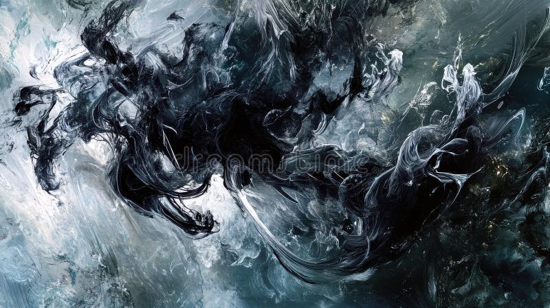 Abstract Energetic Black and White Smoke Texture in Dynamic Motion Art ...