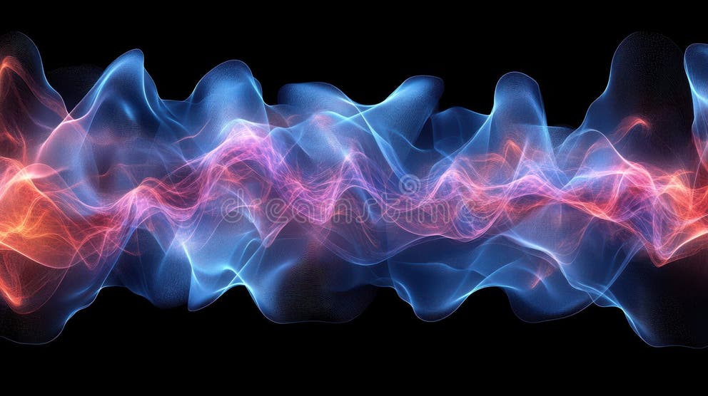 Abstract Energetic Waveform a Dance of Color and Light on a Black ...