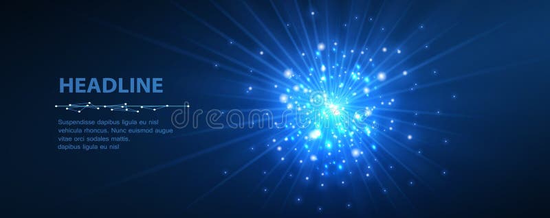 Abstract Energy Ball Explosion on Blue. Electric Energy Power Stock ...