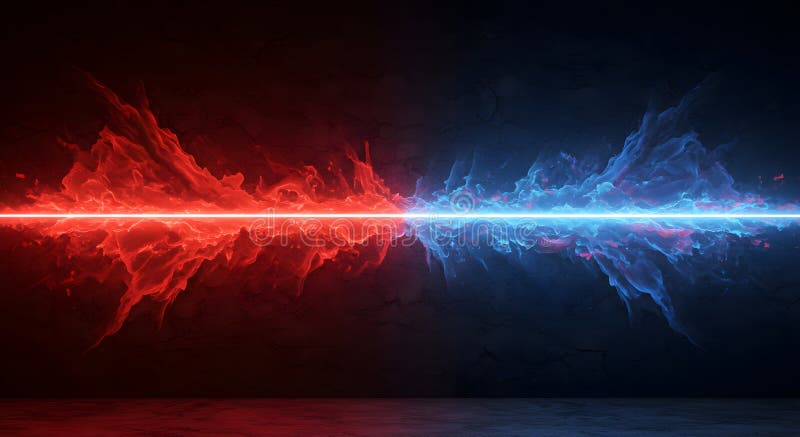 Abstract Energy Beam with Red and Blue Power Fields Stock Illustration ...