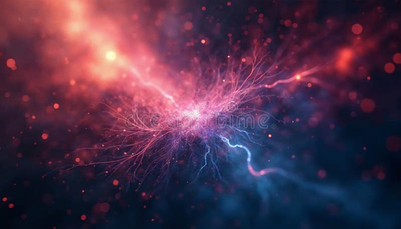 Abstract Energy Burst with Red and Blue Light Effects, Plasma Explosion ...