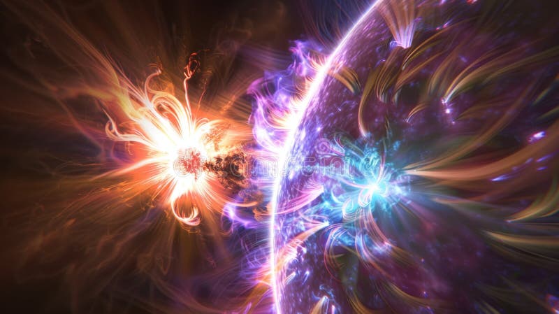 Abstract Energy Collision in Vivid Colors with Dynamic Light Effects ...