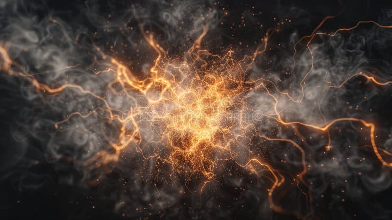Abstract Energy Explosion with Bright Glowing Light and Smoke on Dark ...