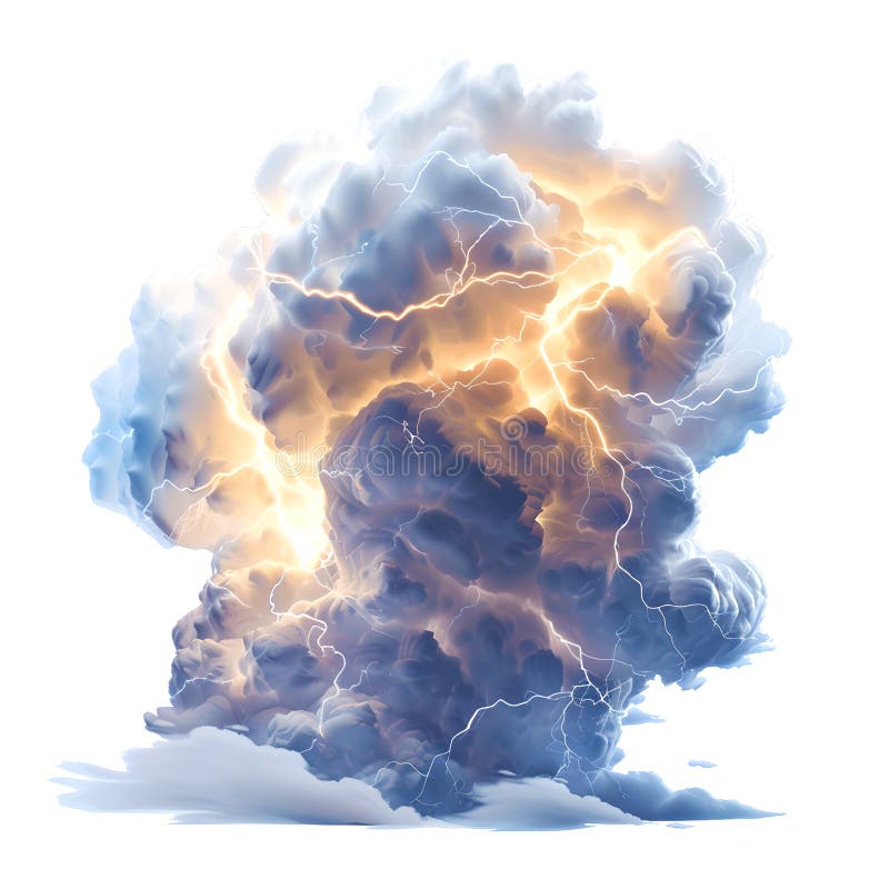 Abstract Energy Explosion Concept Art. Dynamic Cloud with Lightning ...