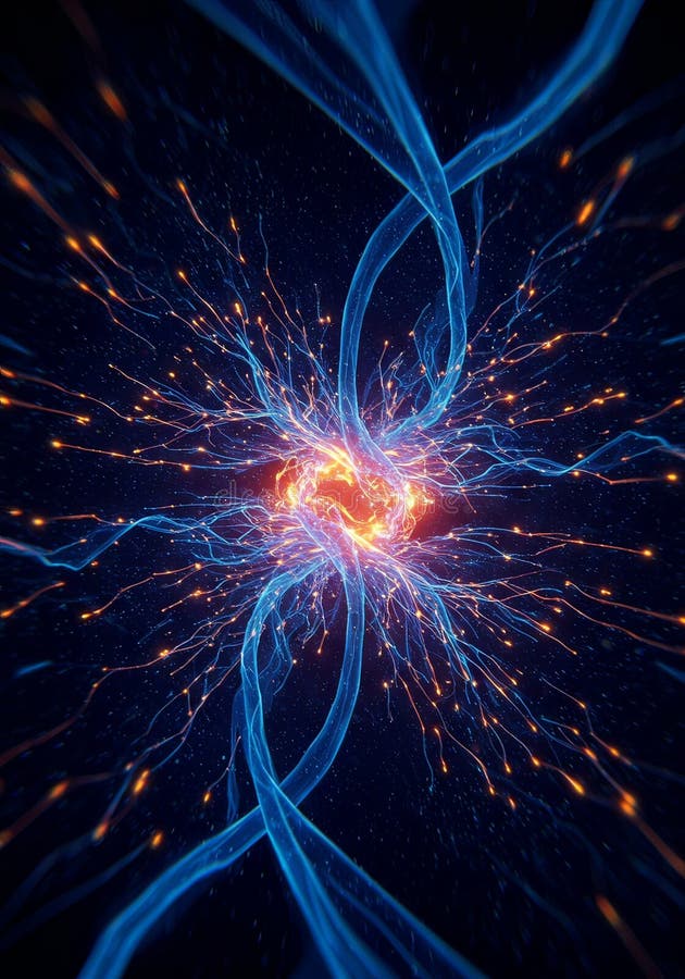 Abstract Energy Flow: Glowing Blue and Orange Network Stock ...