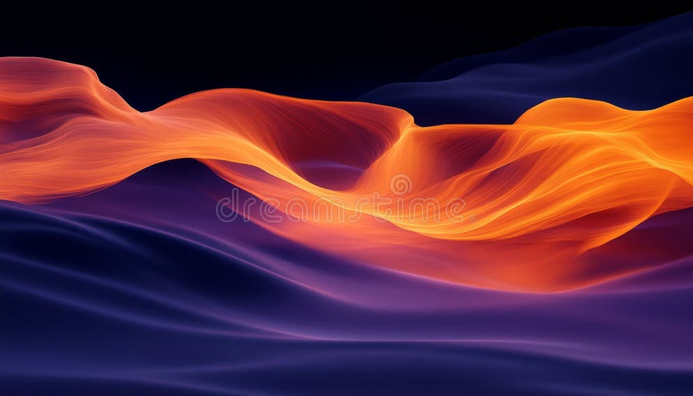 Abstract Energy Flow Vibrant Orange and Blue Waveforms, Seamless ...