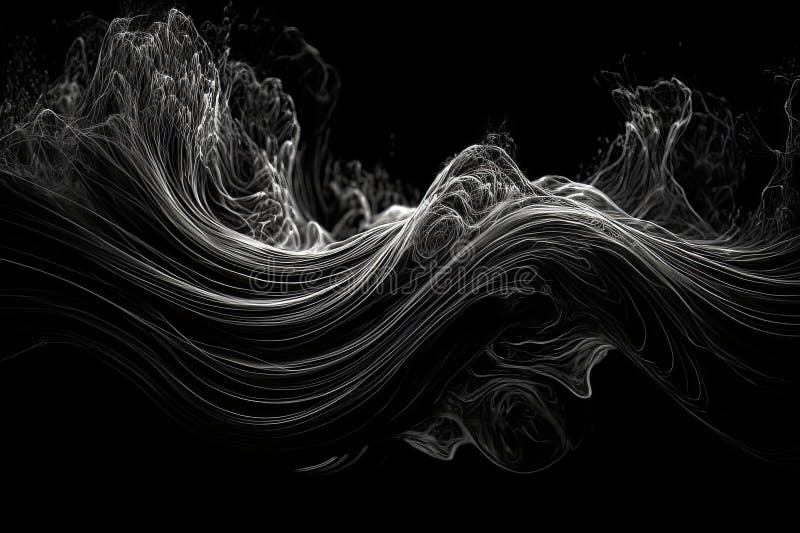 Abstract Energy Flow Wave Isolated on Black Background Made with ...
