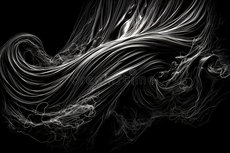 Abstract Energy Flow Wave Isolated on Black Background Made with ...