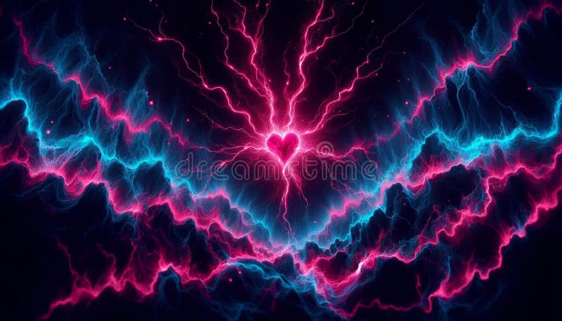 Abstract Energy Flows Around a Central Heart Shape, Creating a Dynamic ...