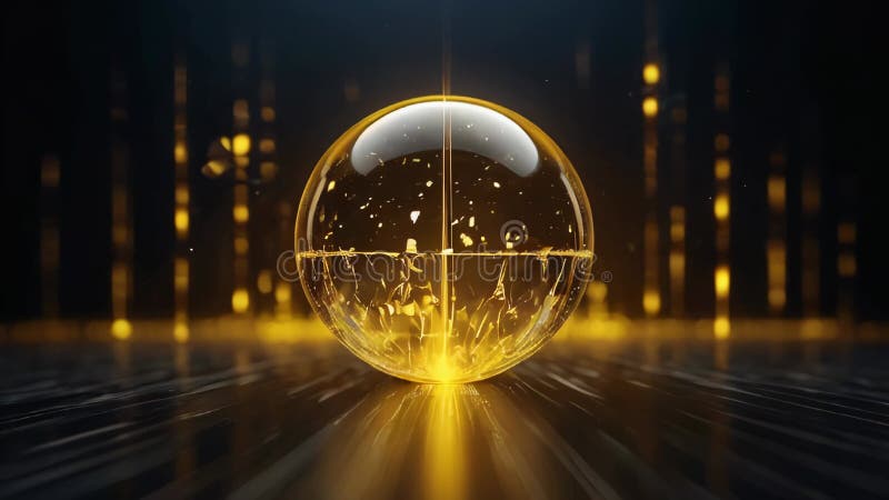 Abstract Energy Magic Yellow Sphere Ball Atom Round Molecule Made Stock ...