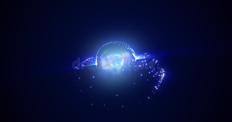 Abstract Energy Sphere with Flying Glowing Bright Blue Particles ...