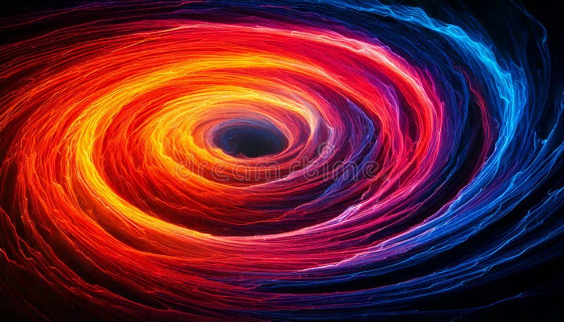 Abstract Energy Spiral with Red, Orange, Yellow, and Blue Colors ...