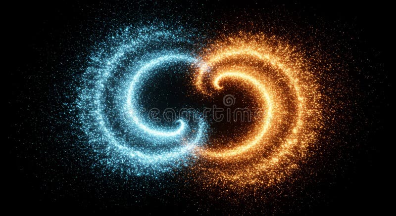 Abstract Energy Swirls Blue Ice and Orange Fire Stock Illustration ...