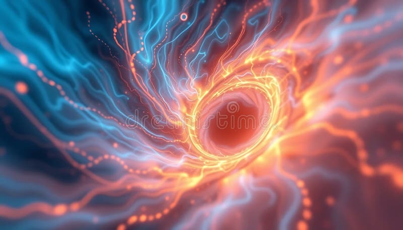 Abstract Energy Vortex Orange Blue Light Trails Nebula Background Stock ...