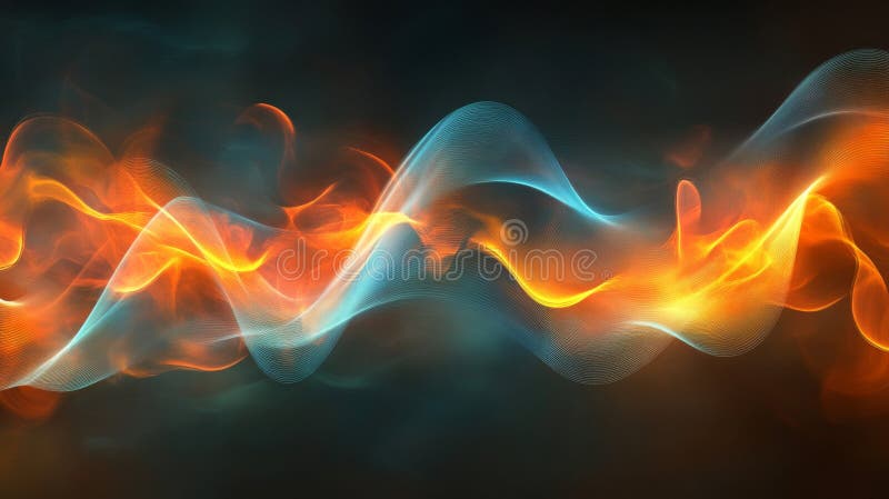 Abstract Energy Wave with Fire and Water Elements Stock Photo - Image ...
