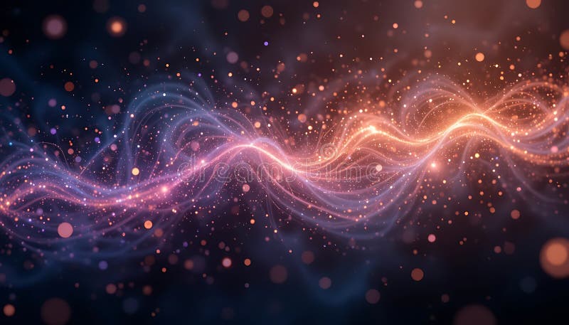 Abstract Energy Wave with Glowing Particles and Dark Background Stock ...