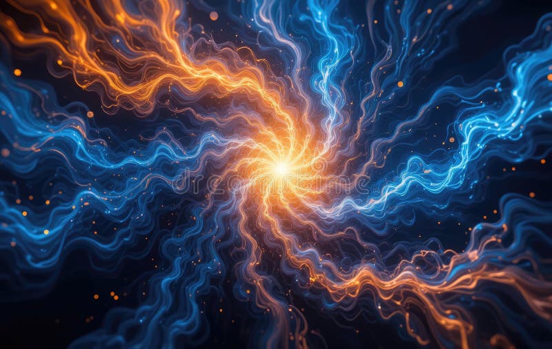 Abstract Energy Waves Background with Dynamic Orange and Blue Light ...