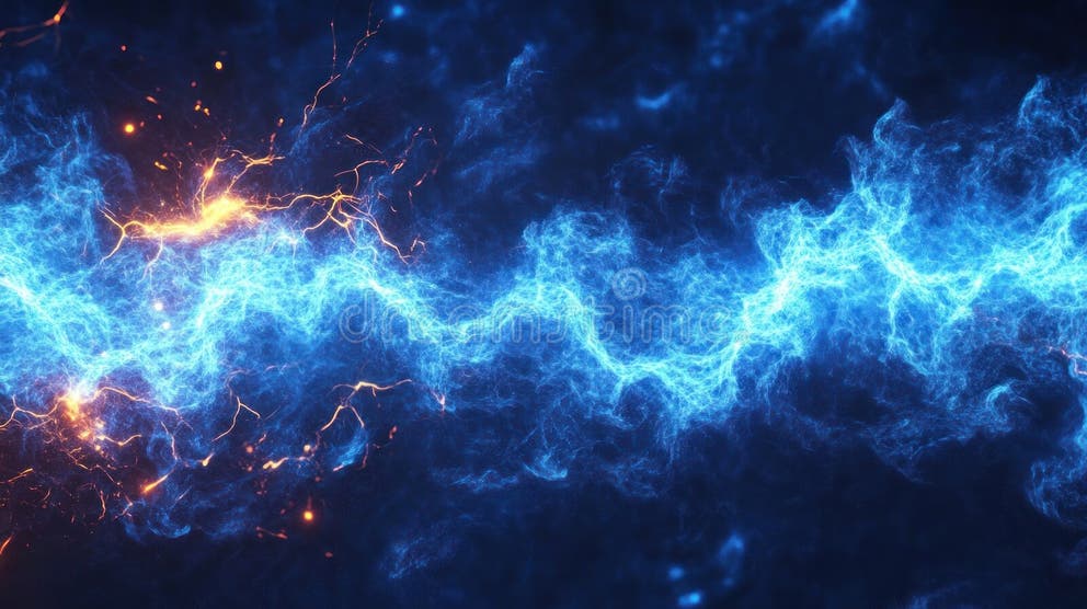 Abstract Energy Waves, Fire and Ice, Colliding Stock Image - Image of ...